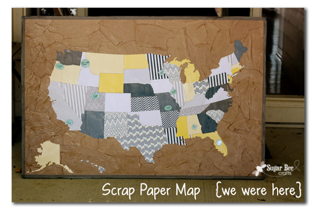 Scrap Paper Map {we were here} - Sugar Bee Crafts