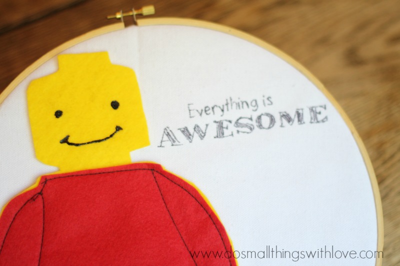 Lego Man Embroidery Hoop Art - Sugar Bee Crafts