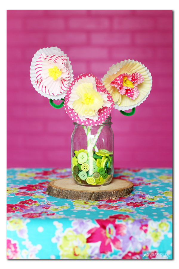 Cupcake Liner Flowers, a Spring Kid's Craft - Sugar Bee Crafts