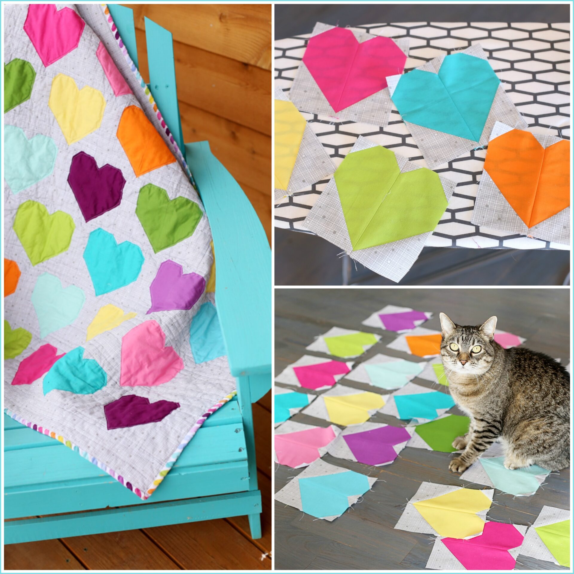 Colorful Modern Heart Quilt - Sugar Bee Crafts