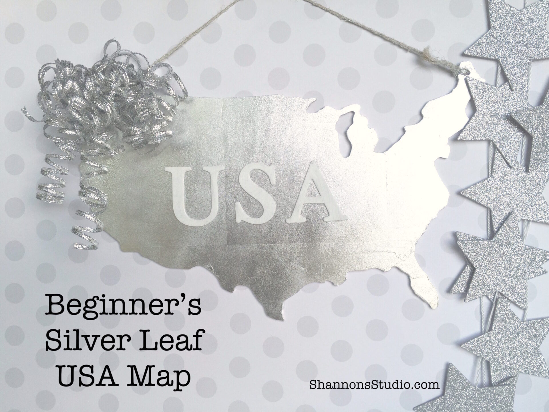 Silver Leafed USA Map - Sugar Bee Crafts