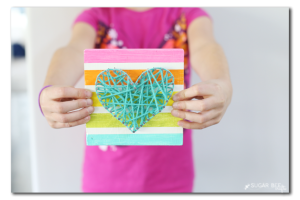 String Art Heart Kids Craft - Sugar Bee Crafts