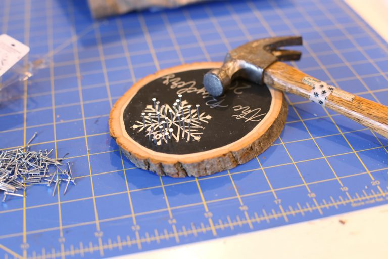 Wood Slice String Art Ornament - Sugar Bee Crafts