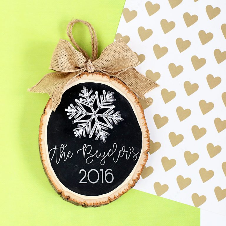 Wood Slice String Art Ornament - Sugar Bee Crafts