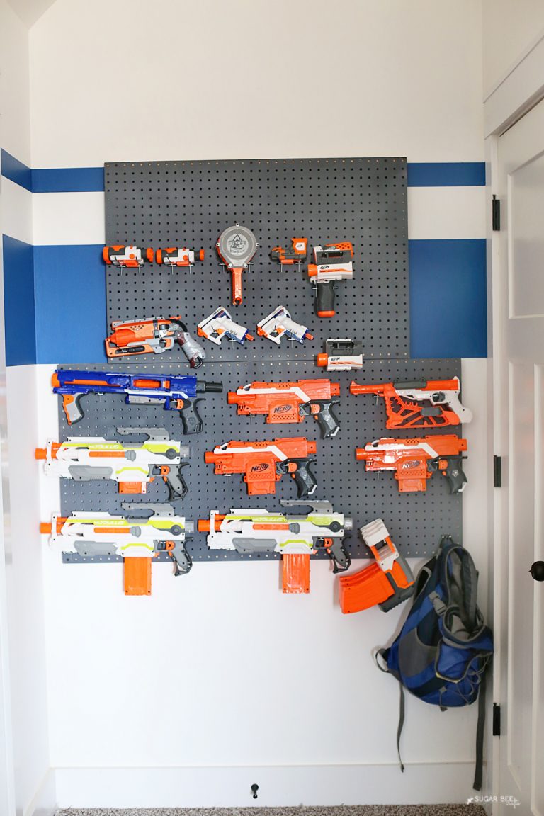 Nerf Wall Pegboard Storage - Sugar Bee Crafts