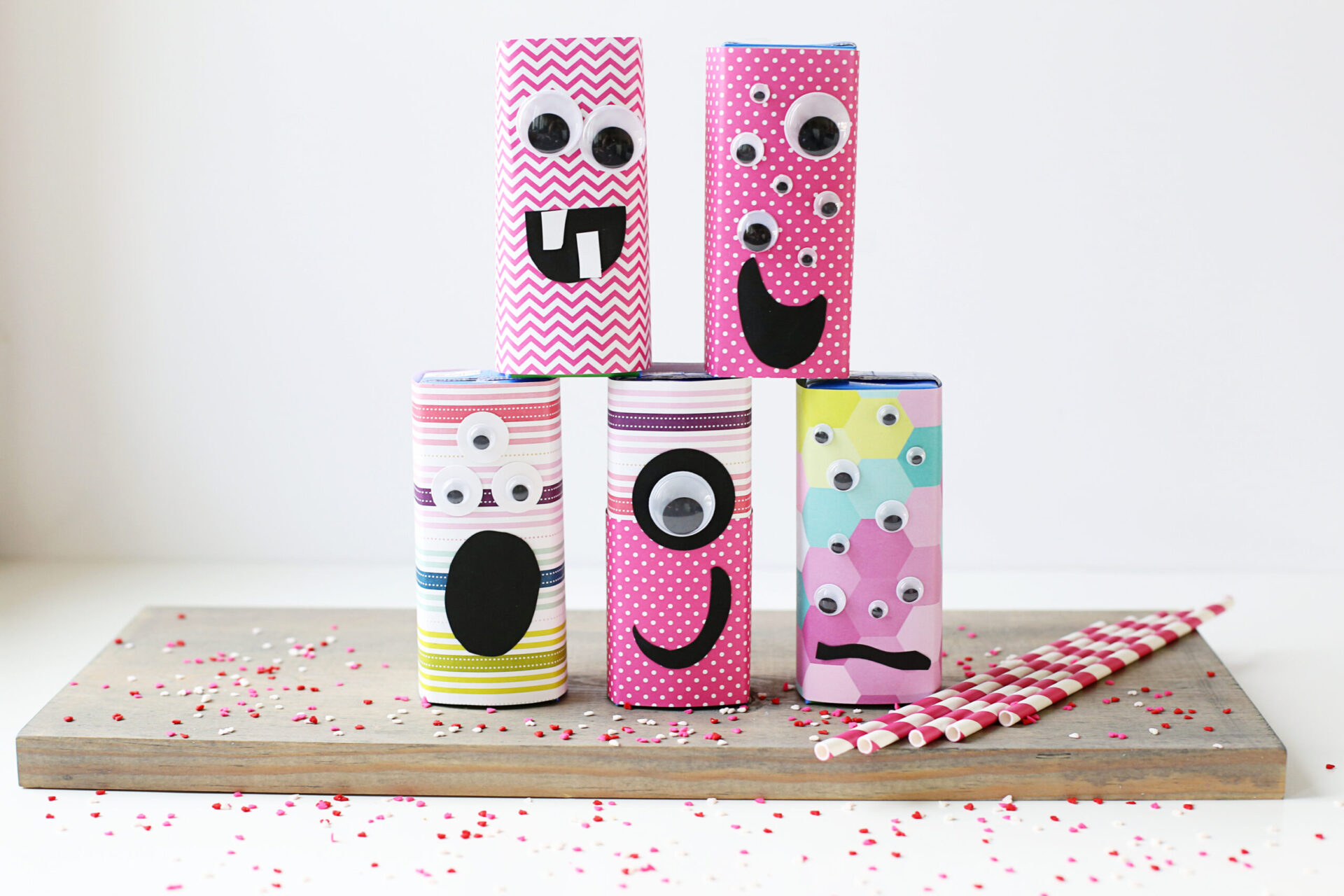 Valentine Monster Juice Boxes - Sugar Bee Crafts