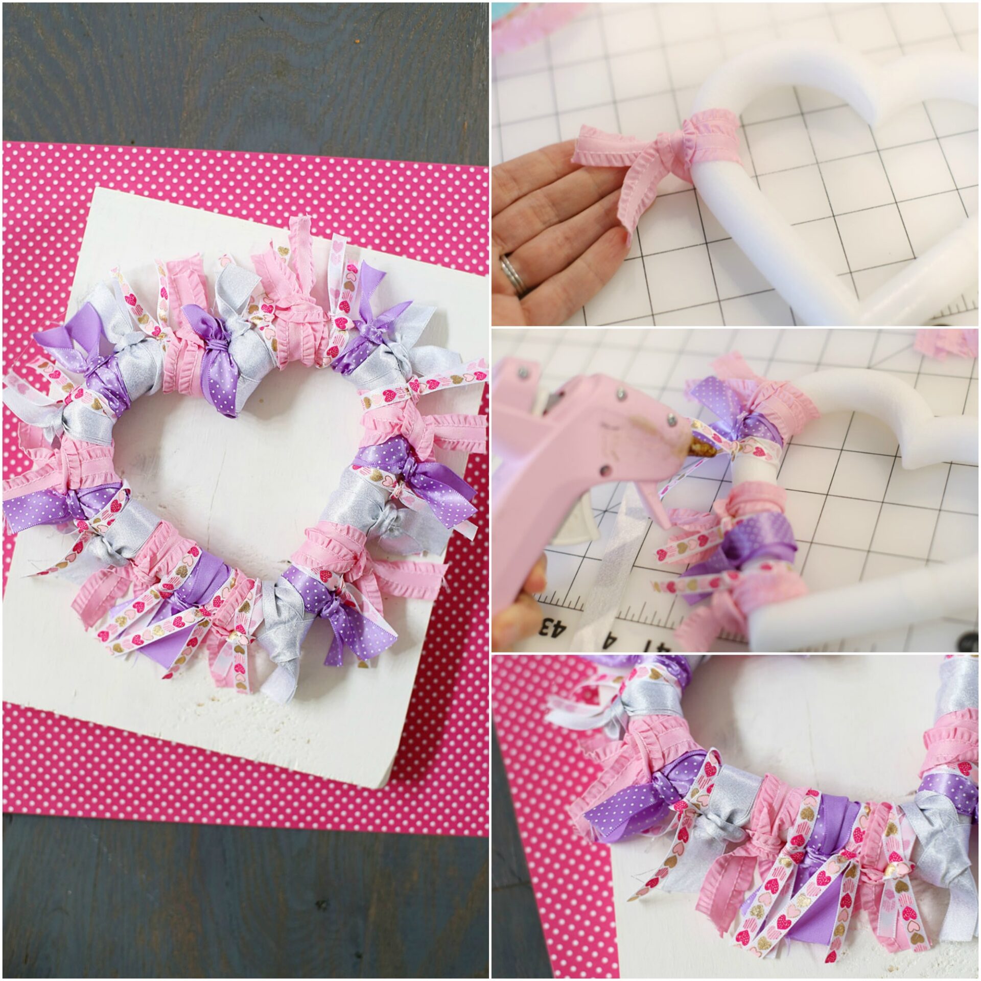 Ribbon Heart Wreath - Sugar Bee Crafts