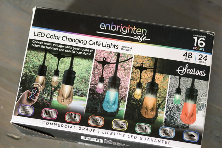 Holiday Porch Decor with Cafe Lights - Sugar Bee Crafts