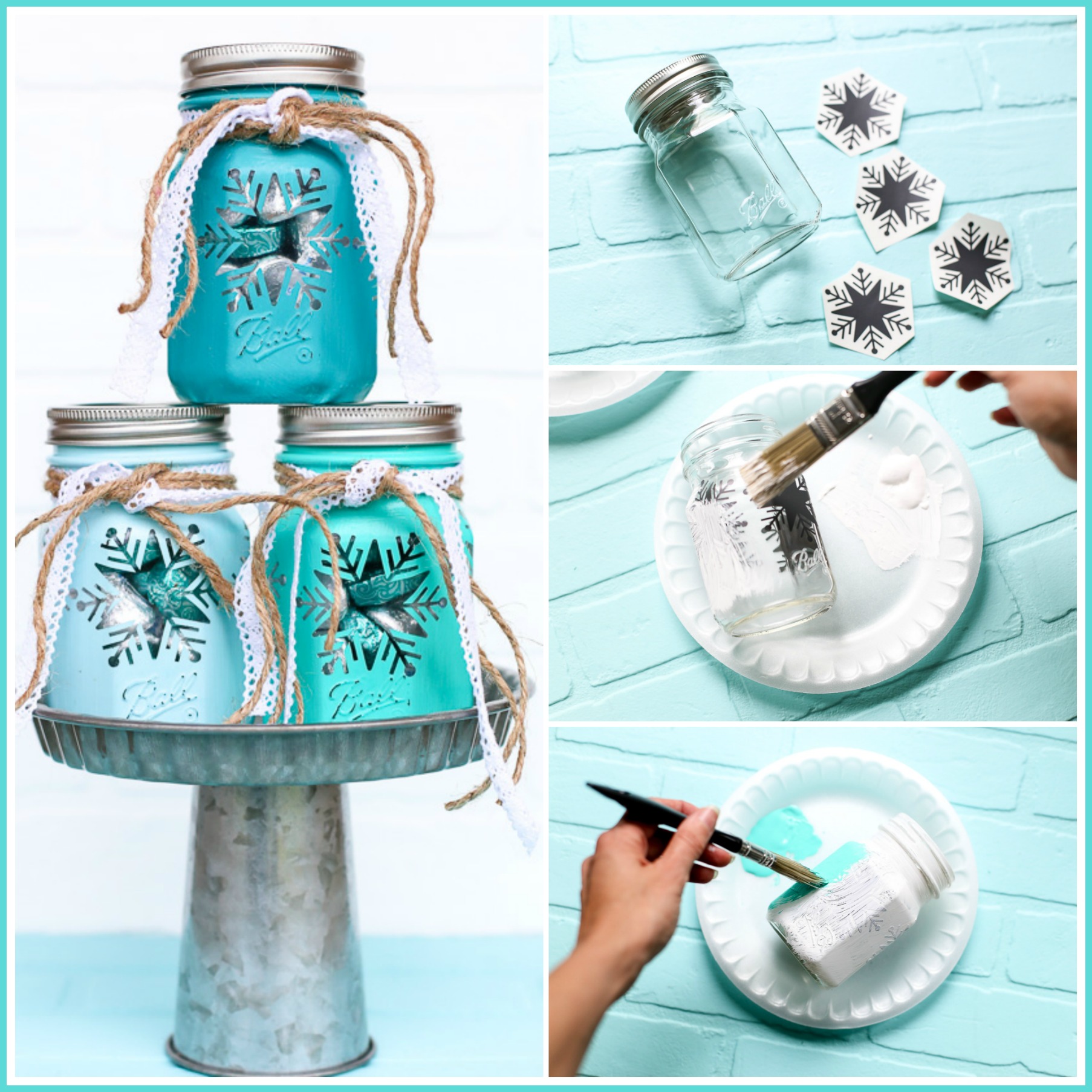 Snowflake Mason Jar Craft Gift Idea - Sugar Bee Crafts