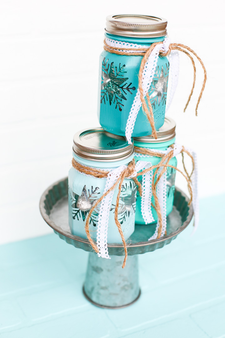 Snowflake Mason Jar Craft Gift Idea - Sugar Bee Crafts