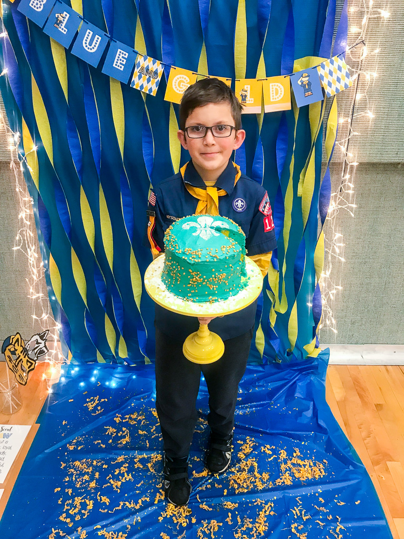 Blue and Gold Cake for Cub Scouts - Sugar Bee Crafts