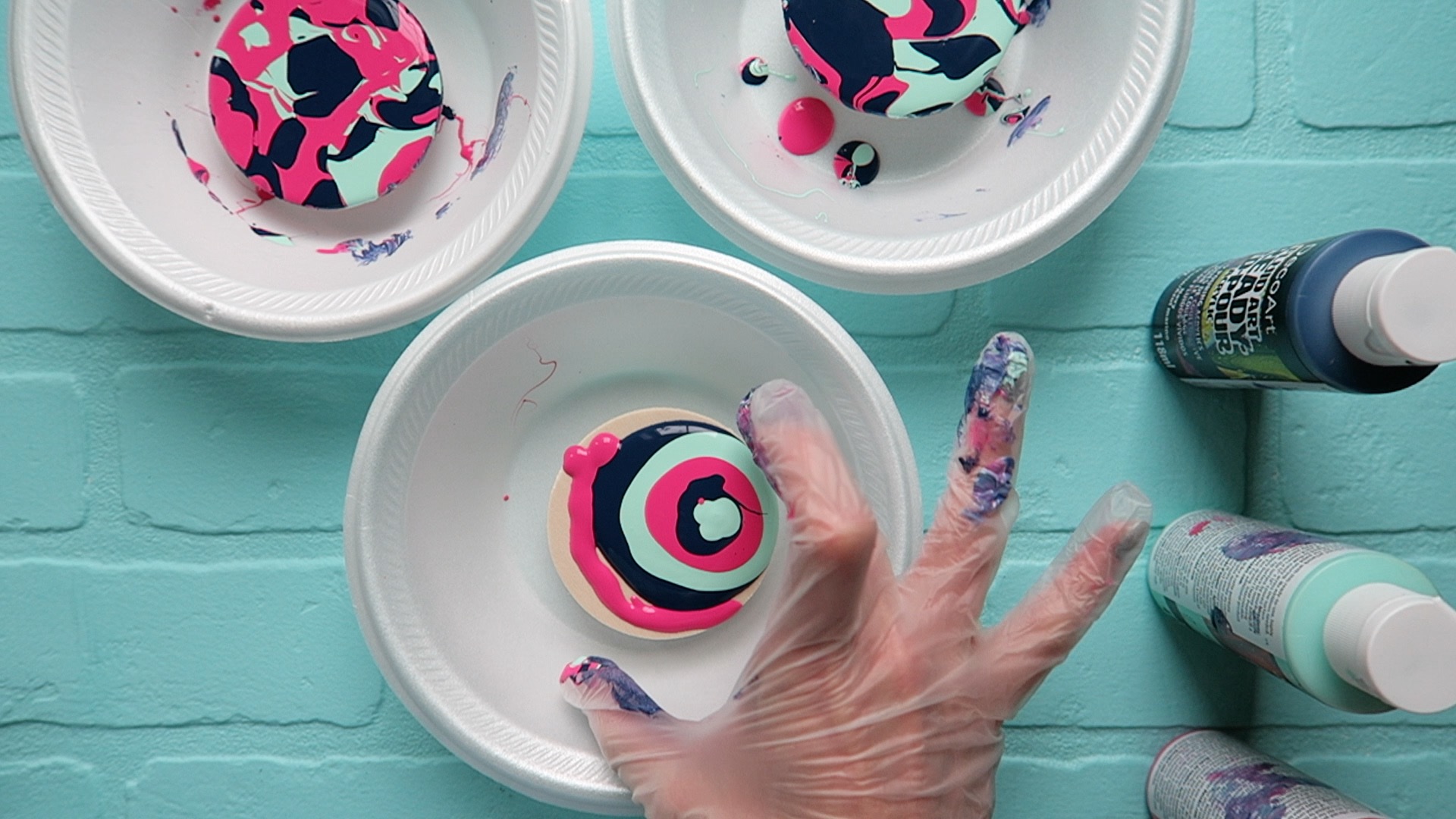 Paint Pour Coasters Craft Idea - Sugar Bee Crafts