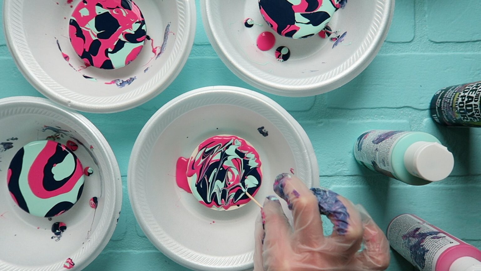 Paint Pour Coasters Craft Idea - Sugar Bee Crafts