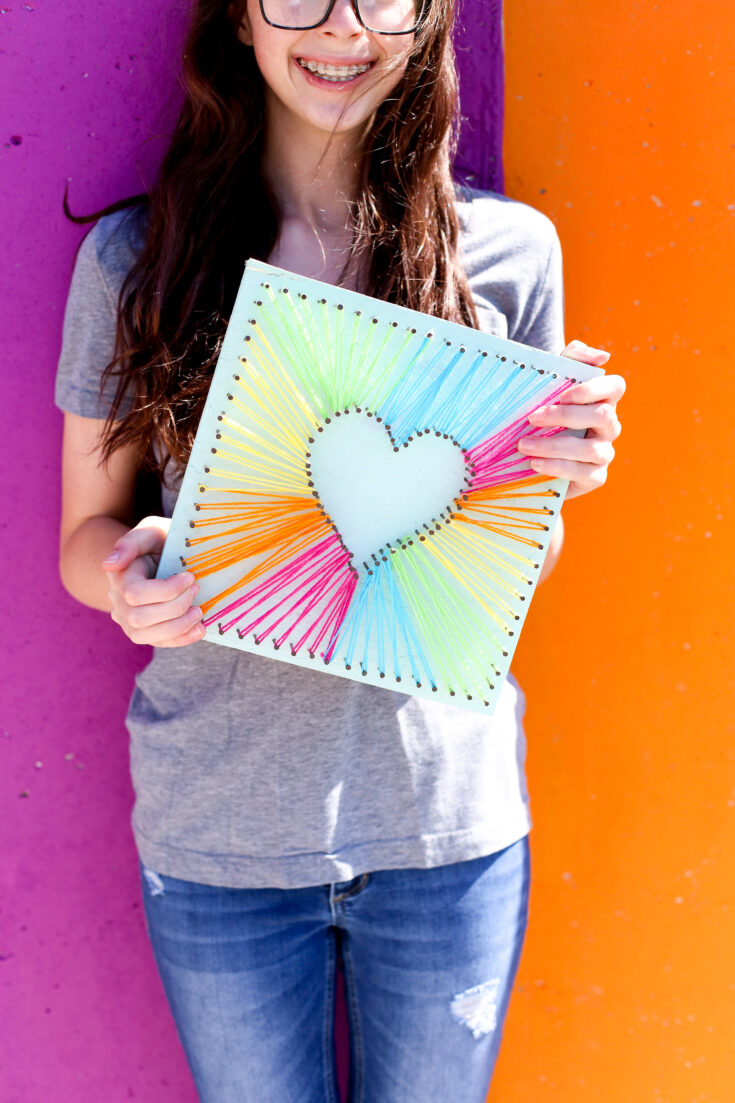 How to Make String Art | Beautiful Rainbow Thread Heart Tutorial