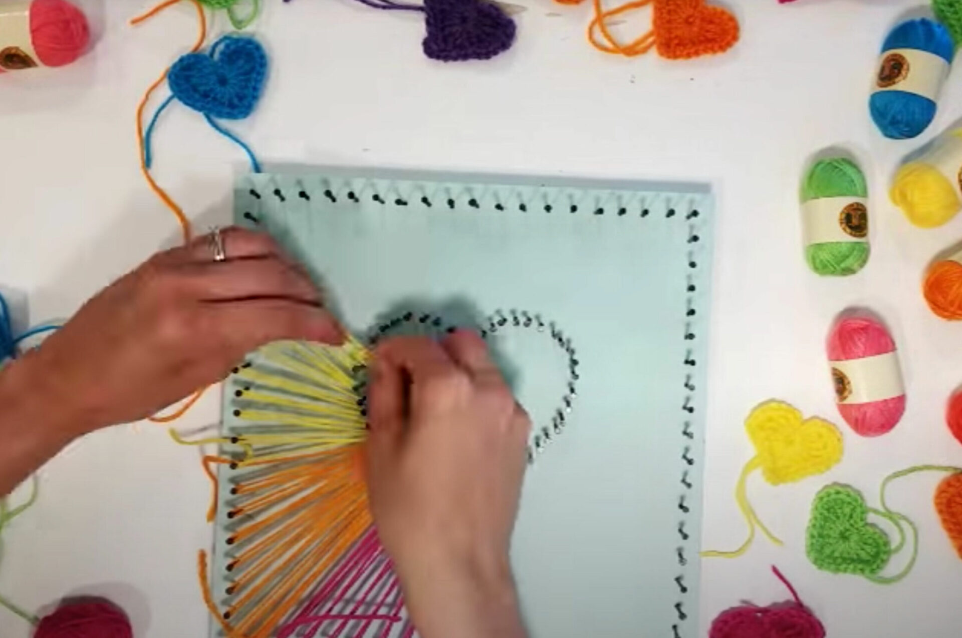 How to Make String Art | Beautiful Rainbow Thread Heart Tutorial