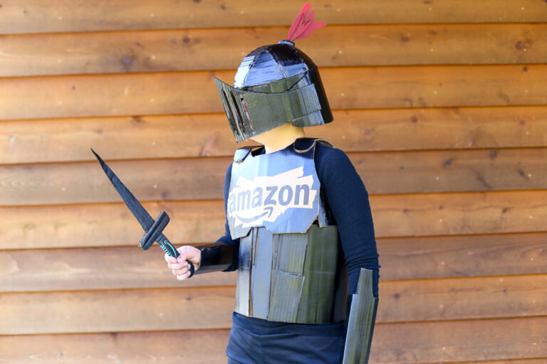 Knight Halloween Costume from Made Cardboard Amazon Prime Boxes - Sugar ...